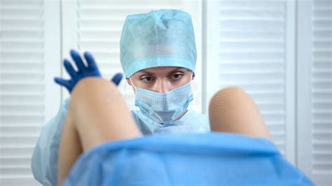 Professional Gynecologist Taking Womans Cervix Sample During Examination Stock Photo Image Of