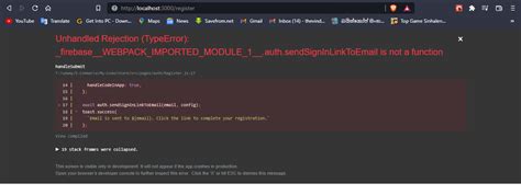 Javascript Firebase Ndsigninlinktoemail Method Is Not Working Stack Overflow