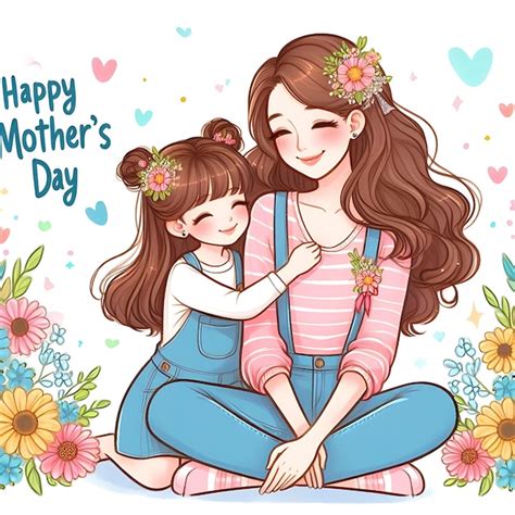 Una Madre E Hija Están Sentadas En El Suelo Con Flores Y Las Palabras