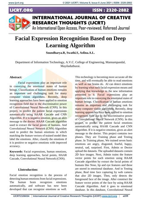 Pdf Facial Expression Recognition Based On Deep Learning Algorithm