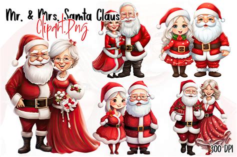 Mr And Mrs Santa Claus Christmas Clipart Graphic By Aspectstudio