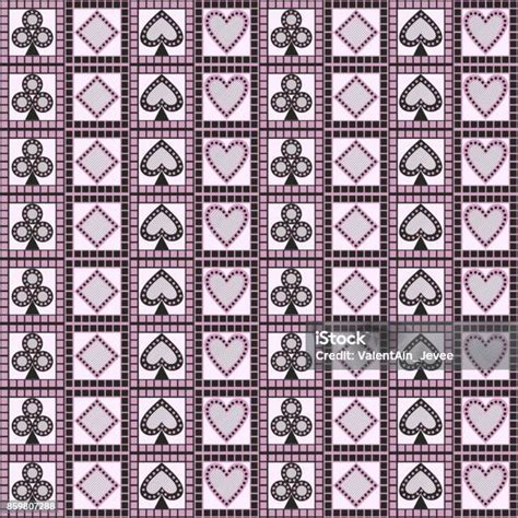 카드 놀이의 아이콘으로 원활한 벡터 패턴입니다 장식 기하학적 배경입니다 반복 장식입니다 게임 및 도박 완벽 한 패턴의 시리즈 가능성에 대한 스톡 벡터 아트 및 기타 이미지