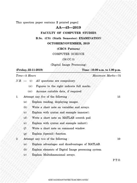 Bsc 6 Sem Cs Digital Image Processing Aa 45 Nov 2019 Pdf