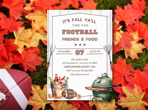 Fall Football Bbq Party Invitation Tailgate And Brews Football Friends