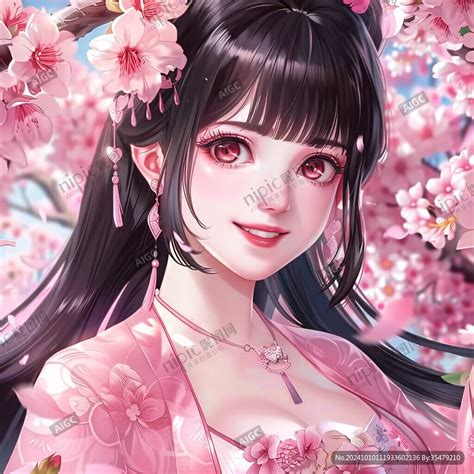 Ai创作图桃花美人插画 Q版桃花少女 半身头像板绘 粉色少女手绘 Cg插画 鼠绘少女 Cg头像 插画半身像 人物半身插画 Cg绘画 Cg少女 数字美女插画 国风动漫少女 日系美少女立绘 板绘