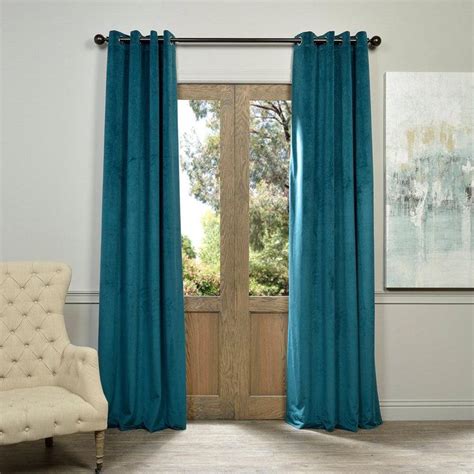Exclusive Fabrics And Furnishings Everglade Teal Velvet Grommet Blackout