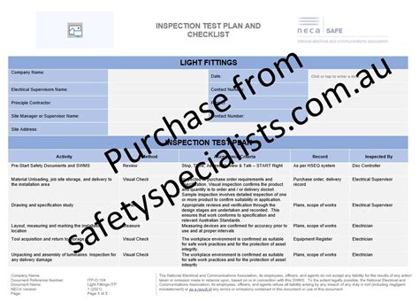Light Fittings ITP NECA Safety Specialists