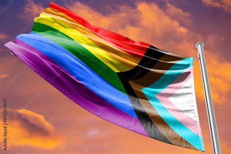 The Progress Pride Flag Lgbtq Progress LGBTQ Rainbow Flag Freedom And Love Concept Pride