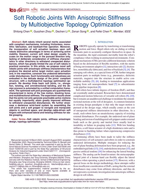 Pdf Soft Robotic Joints With Anisotropic Stiffness By Multiobjective