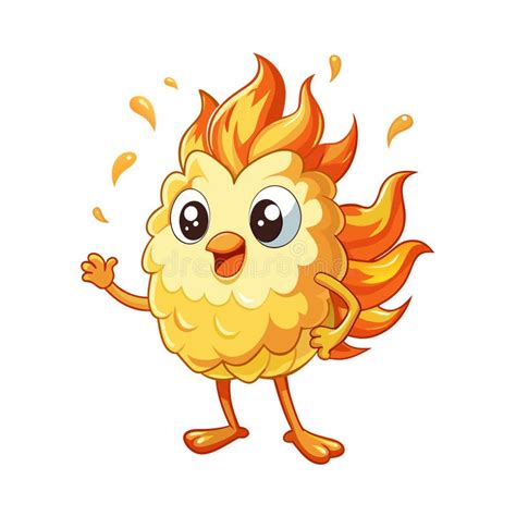 Cute Fire Sprite Character Cartoon Mascot Illustration With Welcoming Gesture And Happy