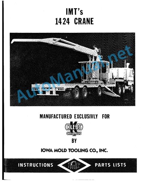 Imt 1424 Crane Instructions And Parts Lists