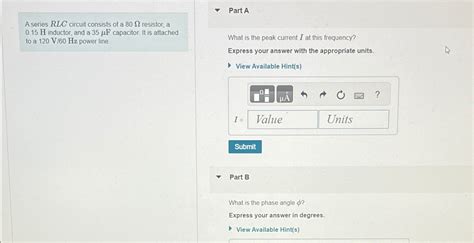 Part AA series RLC circuit consists of a Ω Chegg