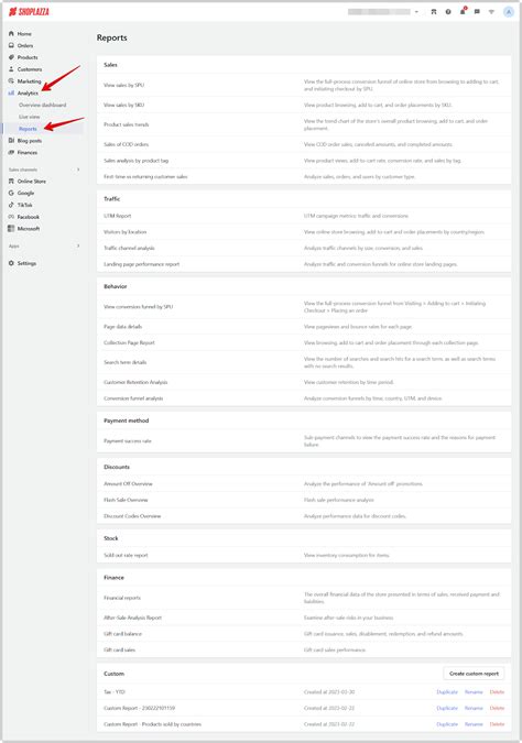 Analytics Reports Overview Shoplazza Help Center