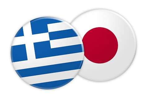 뉴스 개념 그리스 깃발에 일본 플래그 단추 백색 배경에 3d 그림 0명에 대한 스톡 벡터 아트 및 기타 이미지 0명 3차원