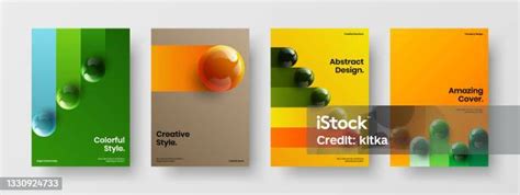 생생한 팜플렛 A4 벡터 디자인 레이아웃 구성 여러 가지 빛깔의 3d 공 프리젠 테이션 일러스트 번들 A4 용지에 대한 스톡 벡터 아트 및 기타 이미지 Istock