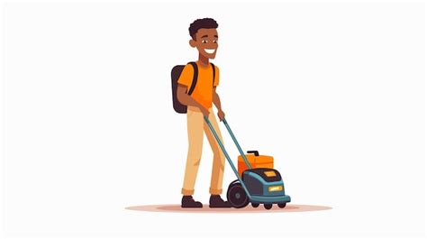 A Man With A Rolling Cart Premium Ai Generated Vector
