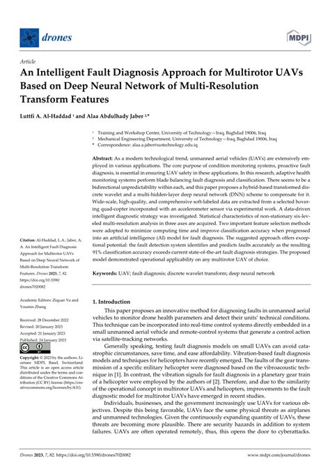 Pdf An Intelligent Fault Diagnosis Approach For Multirotor Uavs Based On Deep Neural Network