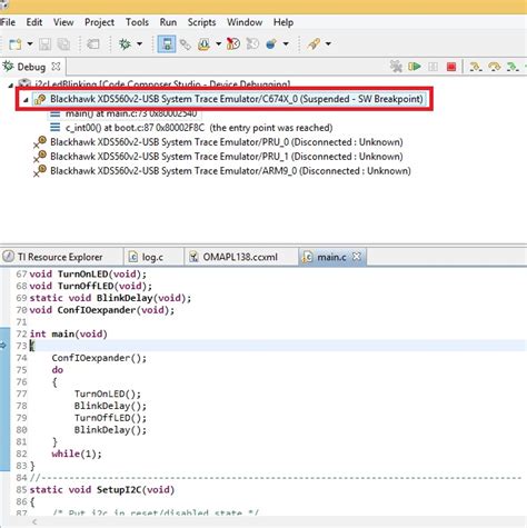 Cant Debug Example Project Log Example Ccs V55 Omap L138 Using Sysbios Code Composer