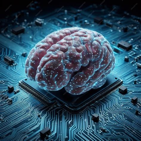 Premium Ai Image A Realistic Rendering Of A Human Brain On A Circuit Board A Symbol Of