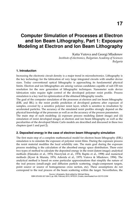 Pdf Computer Simulation Of Processes At Electron And Ion Beam Lithography Part 1 Exposure