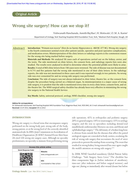 Pdf Wrong Site Surgery How Can We Stop It