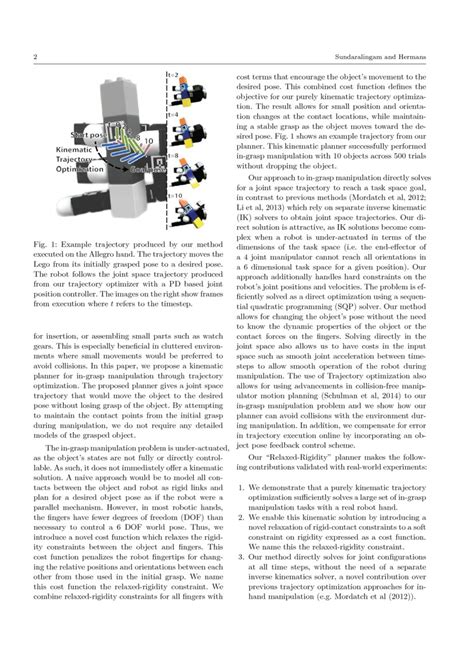 Relaxed Rigidity Constraints Kinematic Trajectory Optimization And Collision Avoidance For In
