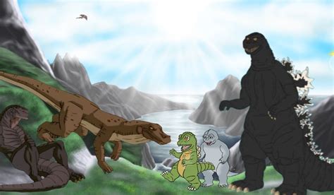 Zilla Jr And Komodithrax Meet Godzilla Y His Sons By Fredystar On