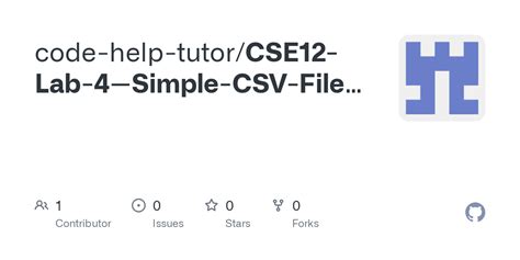 Github Code Help Tutorcse12 Lab 4 Simple Csv File Analysis