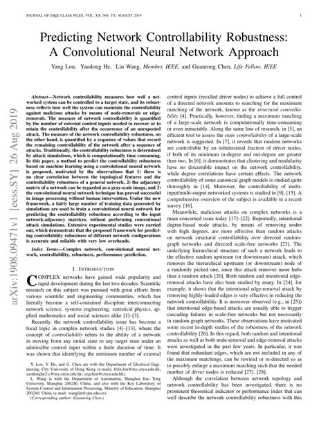 PDF Predicting Network Controllability Robustness A Convolutional Neural Network Approach