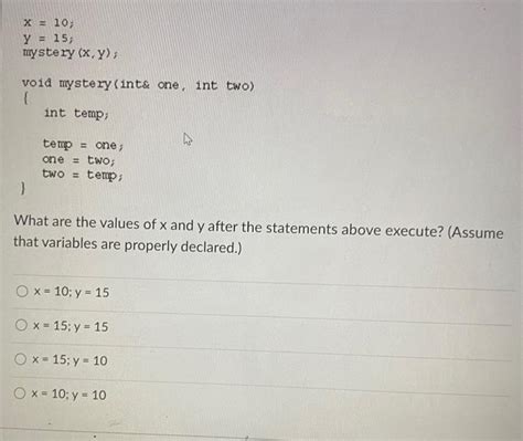 Solved X Mystery X Y Void Mystery Int One Chegg Com