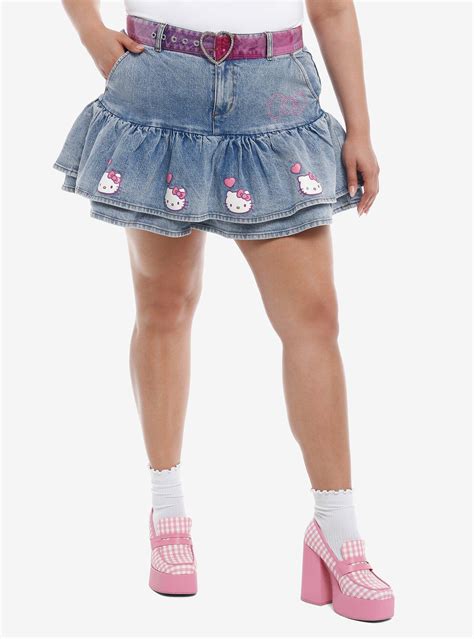 Hot Topic Hello Kitty Pink Heart Belt Denim Mini Skirt Plus Hamilton Place