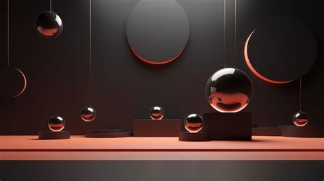 Premium Ai Image Floating Spheres 3d Rendering Empty Space For Product Show