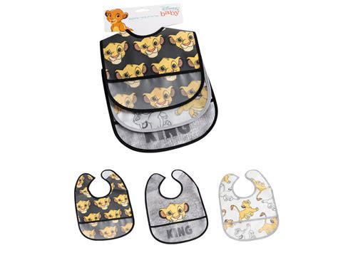 שלישיית סינרי פלסטיק עם כיס סימבה מלך האריות דיסני בייבי סטאר מוצרי תינוקות בע״מ