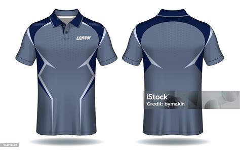 T셔츠 폴로 디자인 파란색 및 검은색 레이아웃 스포츠 저지 서식 파일 축구에 대한 스톡 벡터 아트 및 기타 이미지 축구