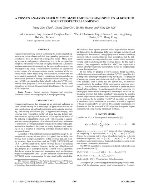 pdf convex analysis based minimum volume enclosing simplex algorithm