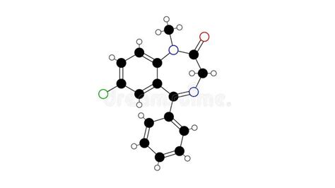 Diazepam Molecule Structural Chemical Formula Ball And Stick Model