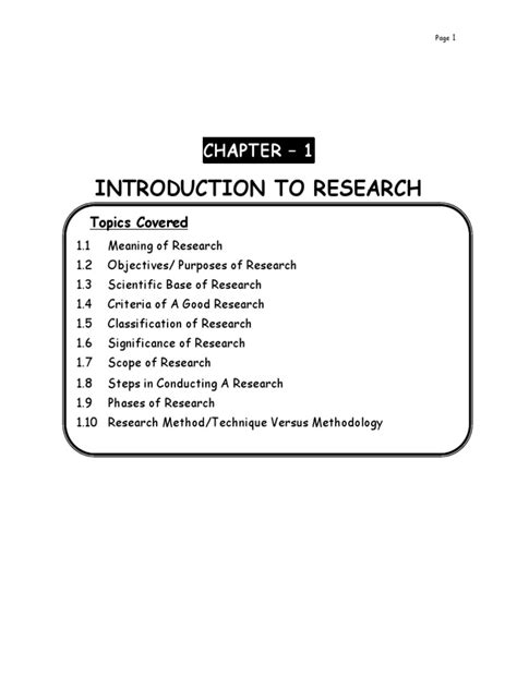 Introduction To Research Chapter 1 Pdf Social Science
