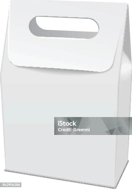 빈 흰색 3d를 골 판지 걸릴 거리 음식 상자 모의 모델 빈 제품 용기 서식 파일 고립 된 벡터 일러스트 레이 션 3차원 형태에 대한 스톡 벡터 아트 및 기타 이미지