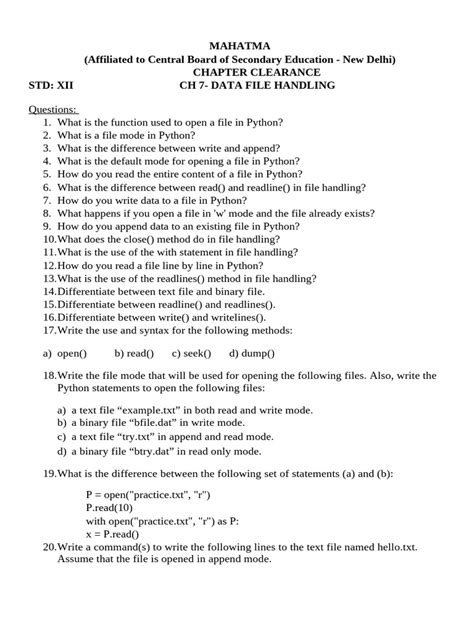 Data File Handling Chapter Clearance Pdf Text File Computer File
