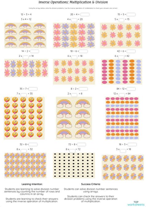 Inverse Operations Multiplication And Division Interactive Worksheet