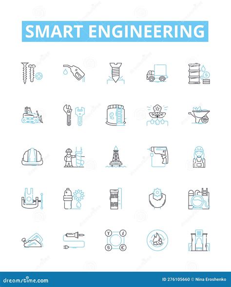 Smart Engineering Vector Line Icons Set Engineer Smart Engineering Intelligent Automation