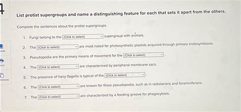Solved List Protist Supergroups And Name A Distinguishing