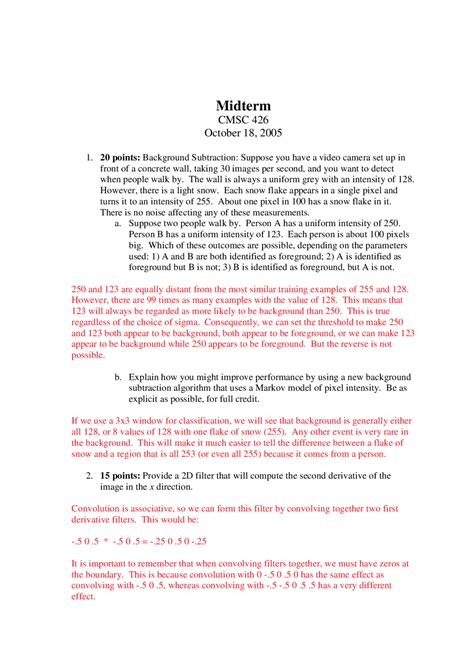Midterm Exam With Answer For Image Processing Cmsc 426 Docsity