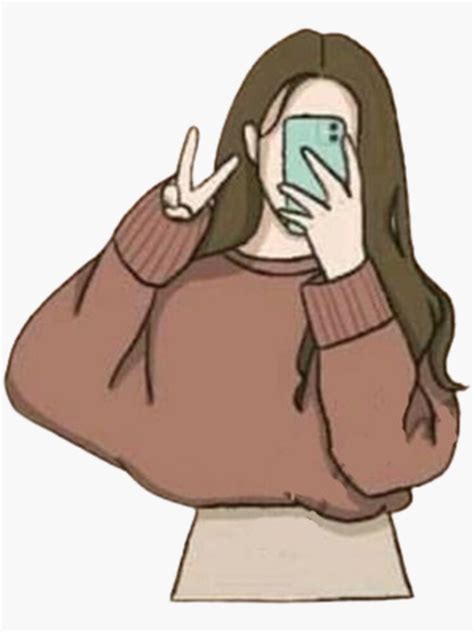 Anime Girl Mirror Selfie Sticker For Sale By Kozmicx Redbubble
