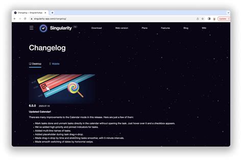 New On The Site Version History ⌛️ Timehack — Singularityapp