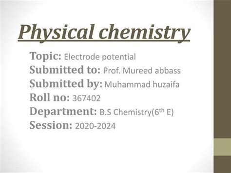 Electrode Potential And Its Applications Pptx