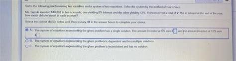Solved Solve The Following Problem Using Two Variables And A