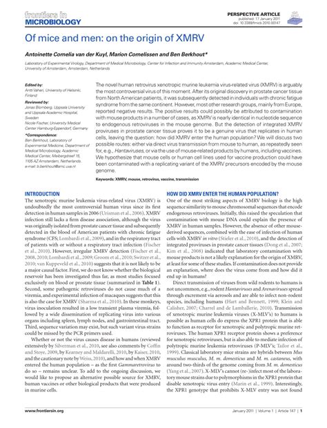 Pdf Of Mice And Men On The Origin Of Xmrv