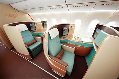 First Class Section Of Plane With Luxurious Seats And Amenities Stock Image Image Of Fast