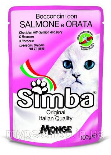 Купить MONGE Монж SIMBA СИМБА Cat Wet Влажный корм для кошек с лососем ...